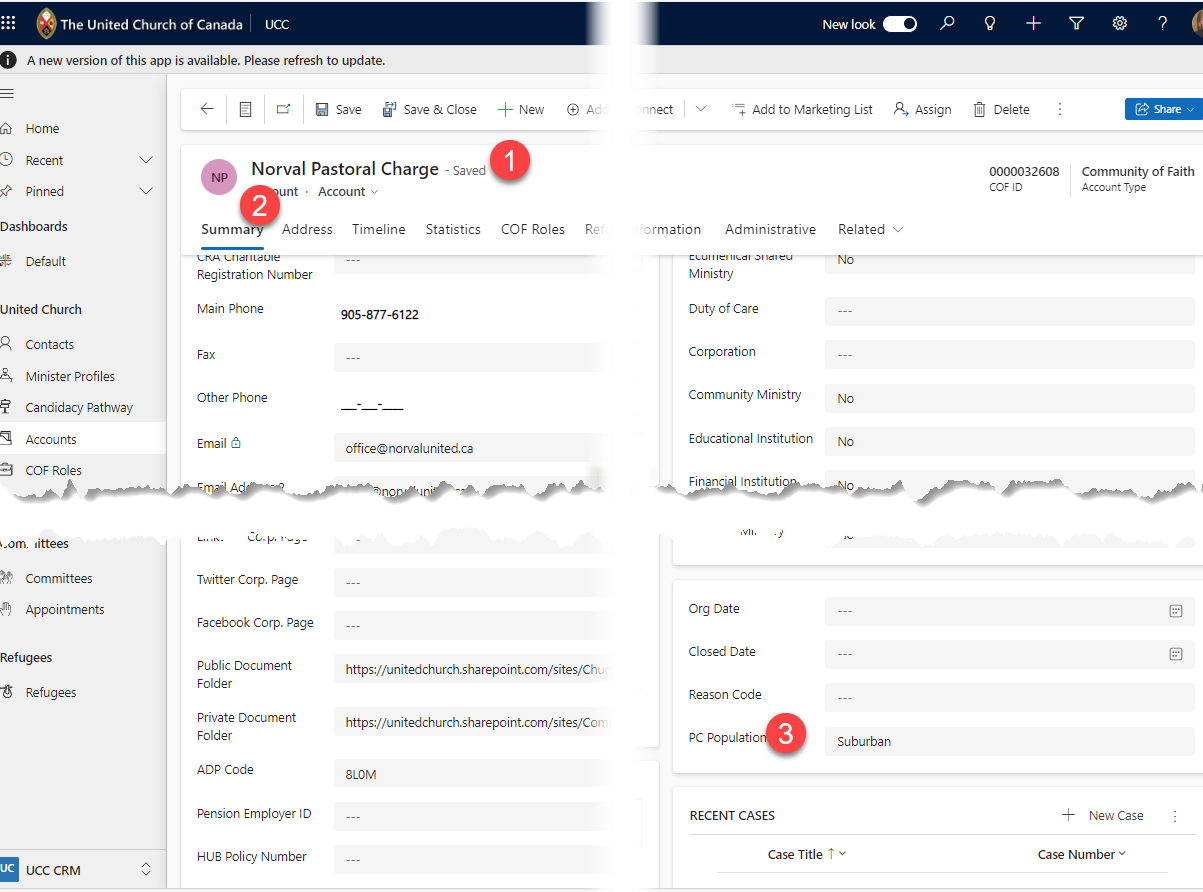 Pastoral Charge Population – United Church of Canada